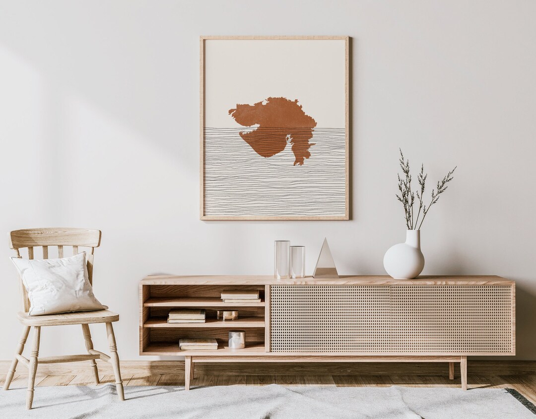 Gujarat Art - India Map Silhouette, Wall Art & Decor - State of Gujarat ...