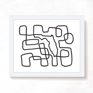 Florida Line Art Print - One Line Drawing, Florida Abstract Line Print ...