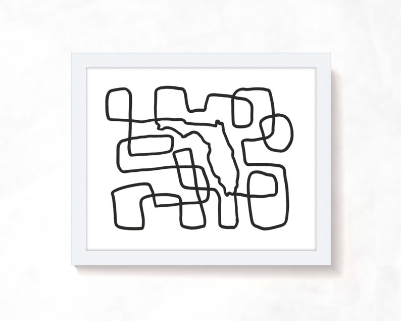 Florida Line Art Print One Line Drawing Florida Abstract - Etsy