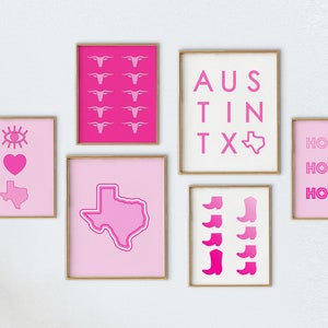 Preppy Wall Art - Austin Texas Art, Preppy Room Decor, Pink Preppy ...