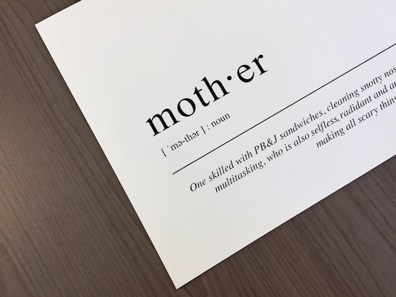Fun Mother Definition - Dictionary Print, Mothers Day Gift, Gift for ...