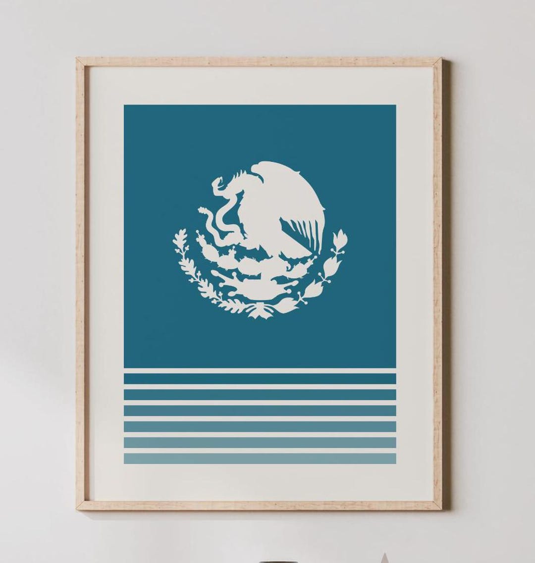 Mexico Flag Art - Mexican Flag Print, Retro Colored Mexico Flag Poster ...
