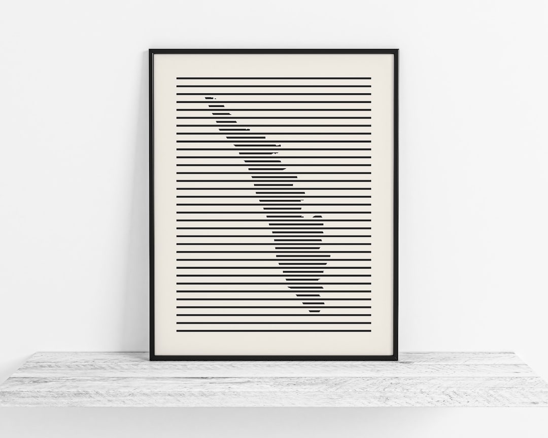 Abstract Line Map of Kerala - Kerala Art Print, Kerala Map / Wall Art ...