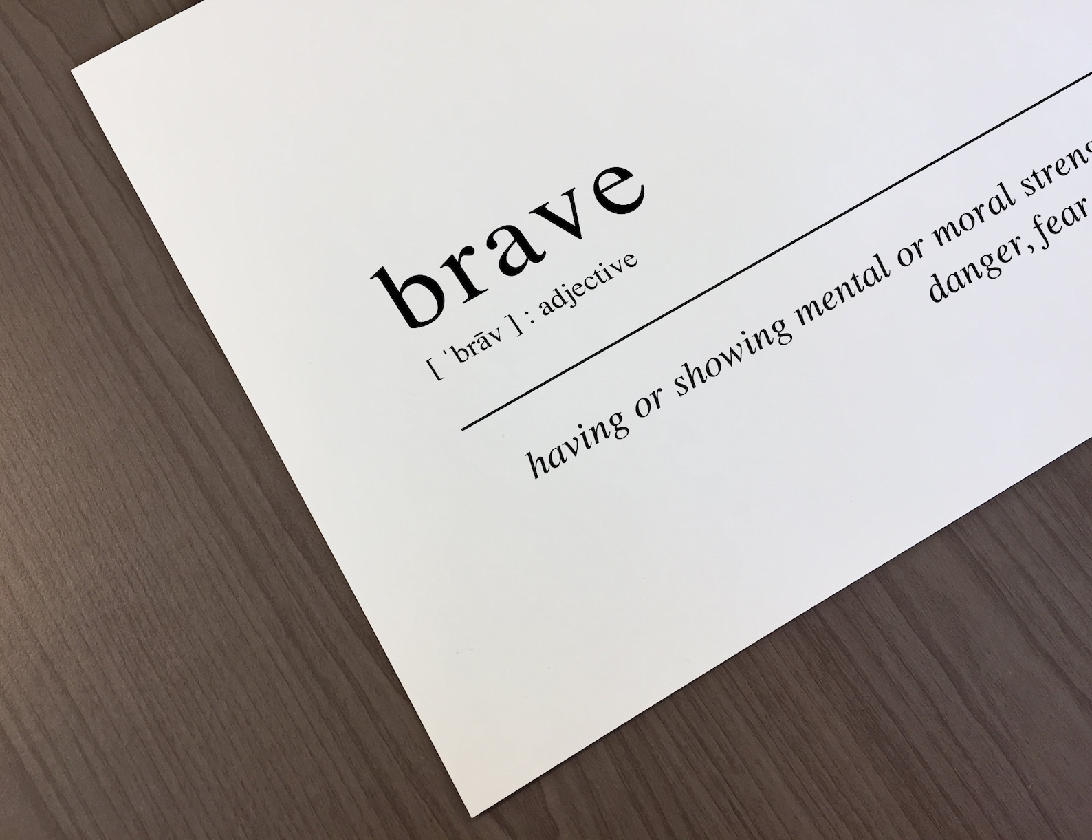 Brave Definition Dictionary Definition Print Inspirational | Etsy