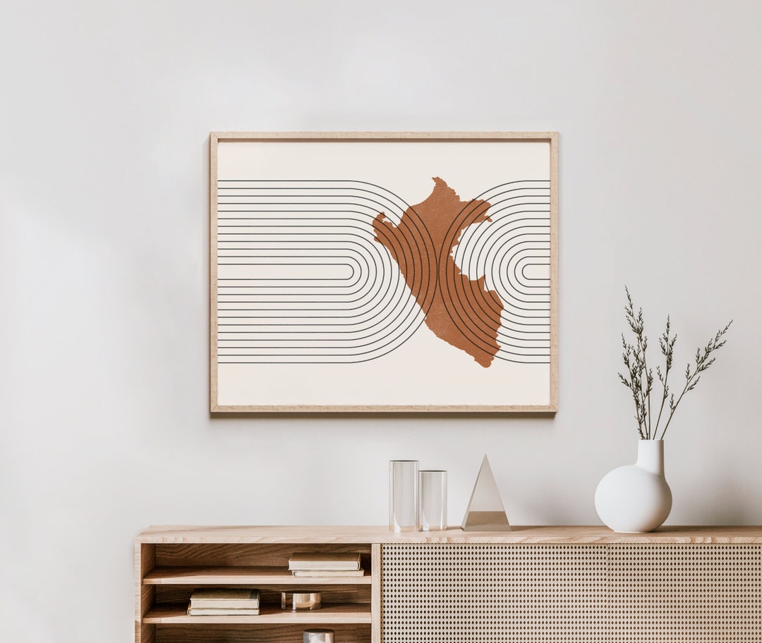Peru Wall Art - Mid Century Peru Map, Retro Peru Wall Decor / Poster ...