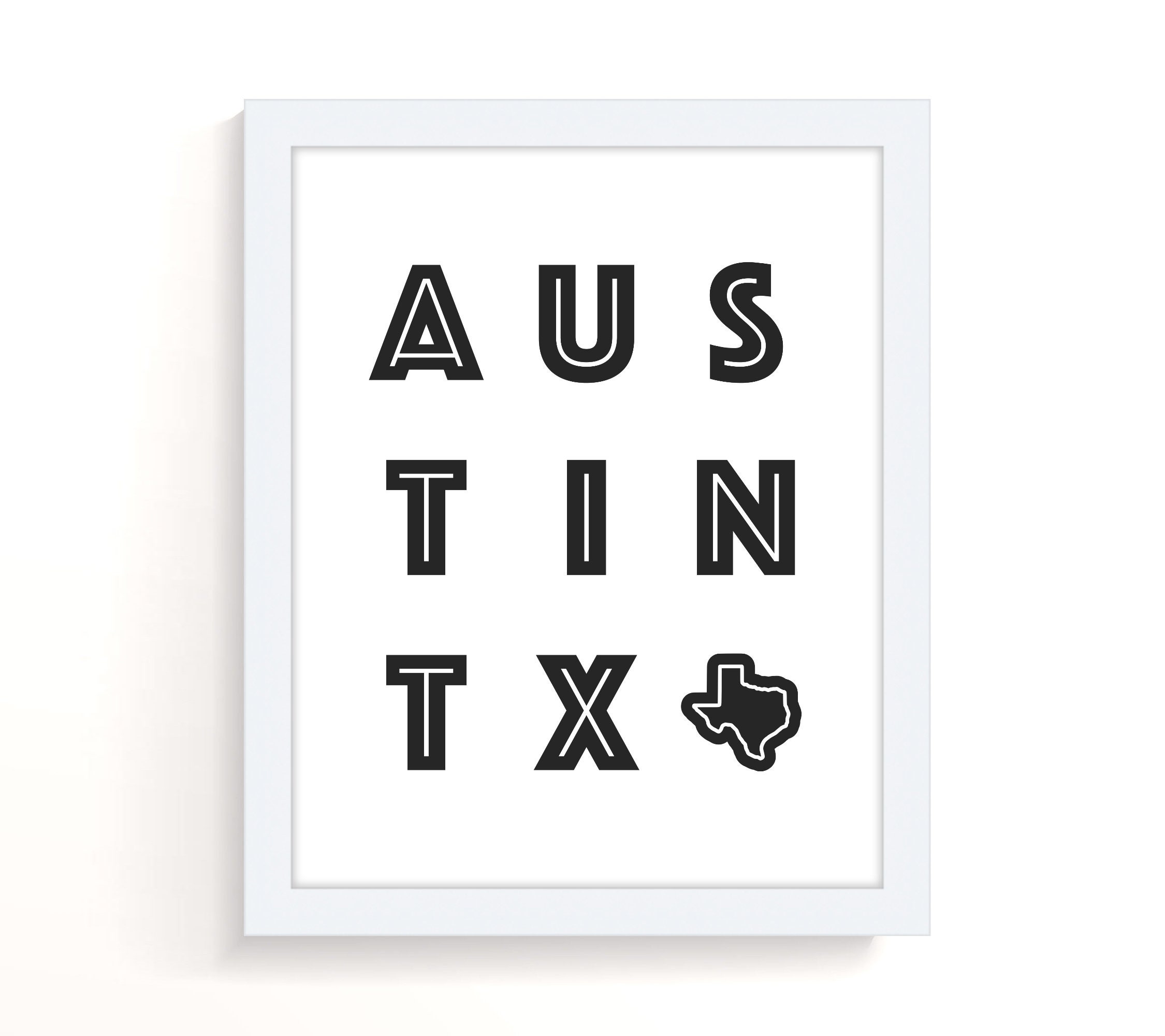 Austin Texas Art - Austin Art Print, Texas Gift Idea, City of Austin TX ...