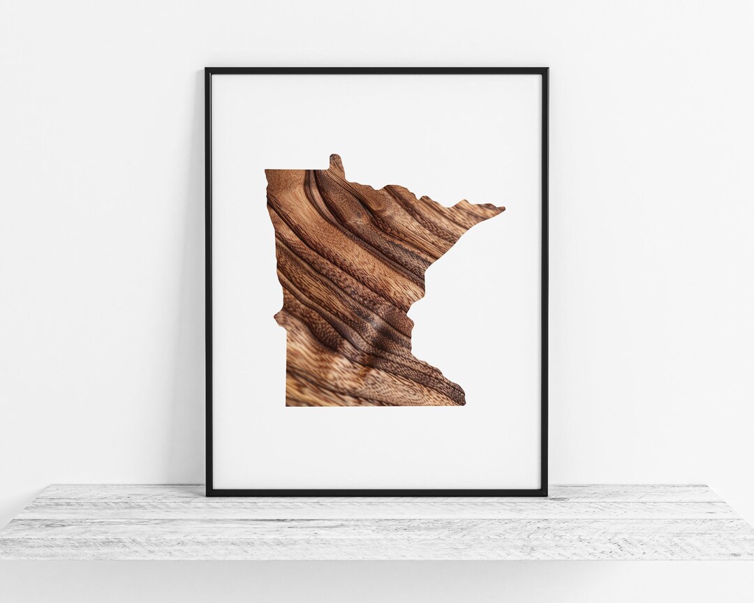 Map of Minnesota W/ Wood Grain Overlay - Minnesota Art Print, Minnesota ...
