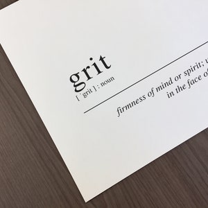 Grit Definition Art Print - Inspirational Art and Gift Idea, Dictionary ...