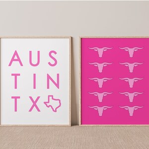 Preppy Wall Art - Austin Texas Art, Preppy Room Decor, Pink Preppy ...