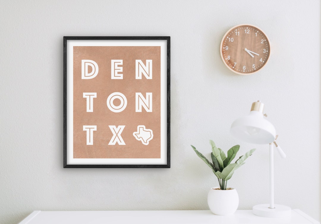 Denton Texas Art - Denton Art Print, Texas Gift Idea, City of Denton TX ...