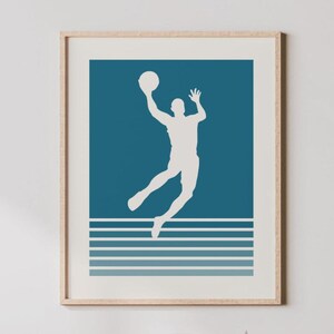 Basketball Art - Retro Gradient Lines - Male Basketball Player Print ...