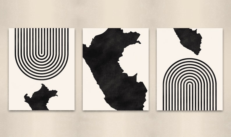 Peru Mid Century Modern Wall Art Minimalist Peru Art and - Etsy