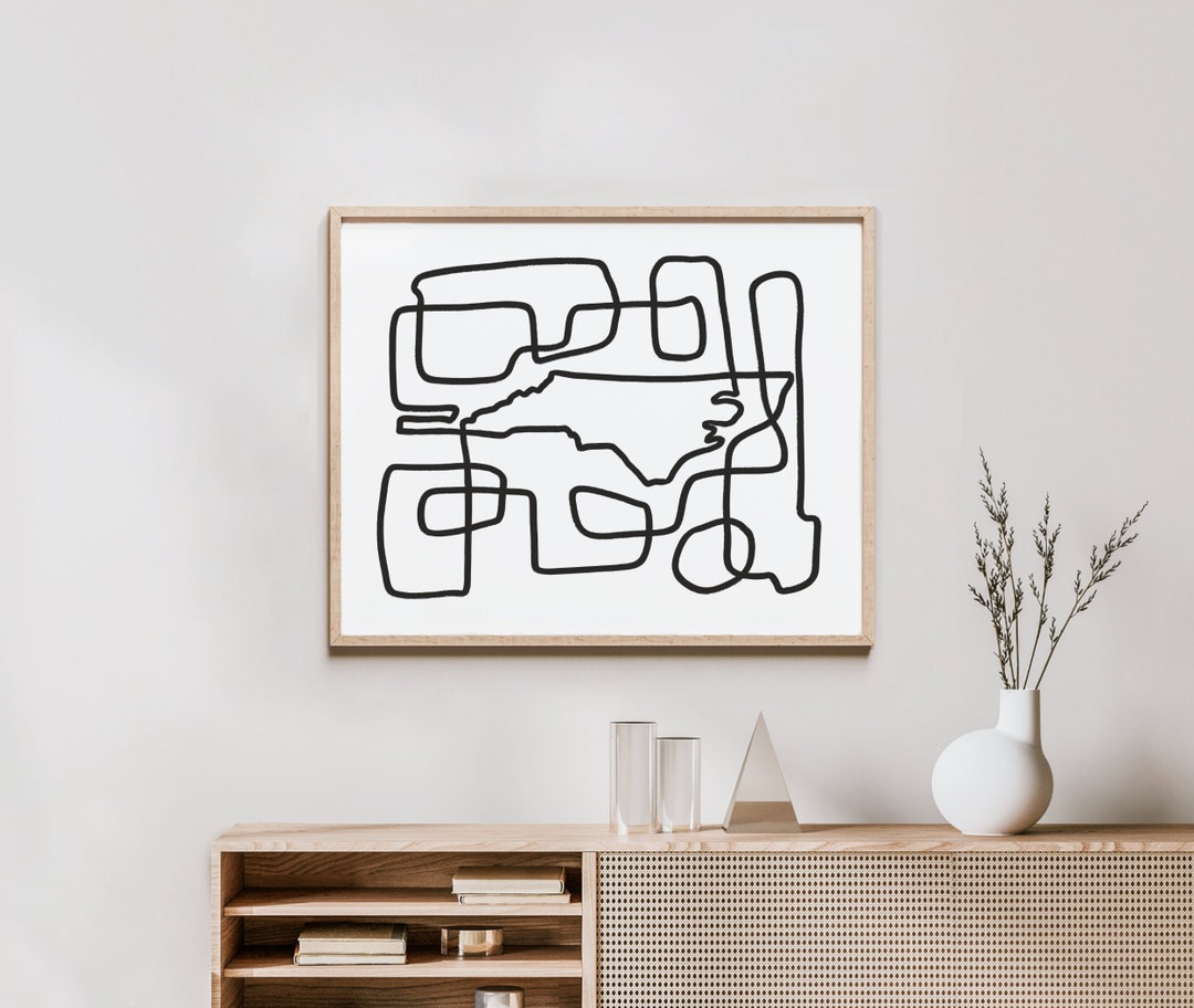 North Carolina Line Art Print - One Line Drawing, North Carolina ...
