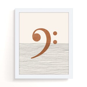 Boho Bass Clef Print - Bass Clef Wall Art / Decor, Minimalist Poster ...
