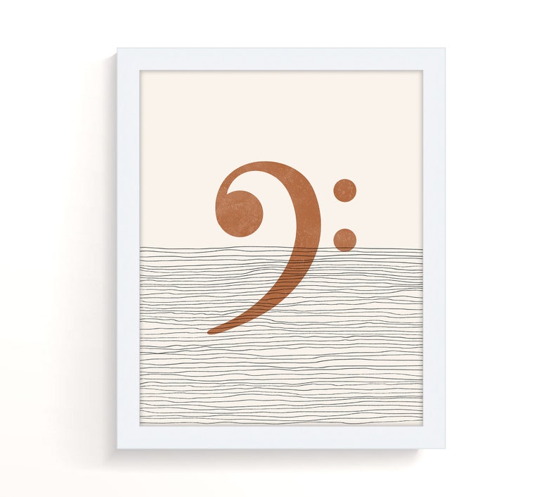 Boho Bass Clef Print Bass Clef Wall Art / Decor Minimalist - Etsy