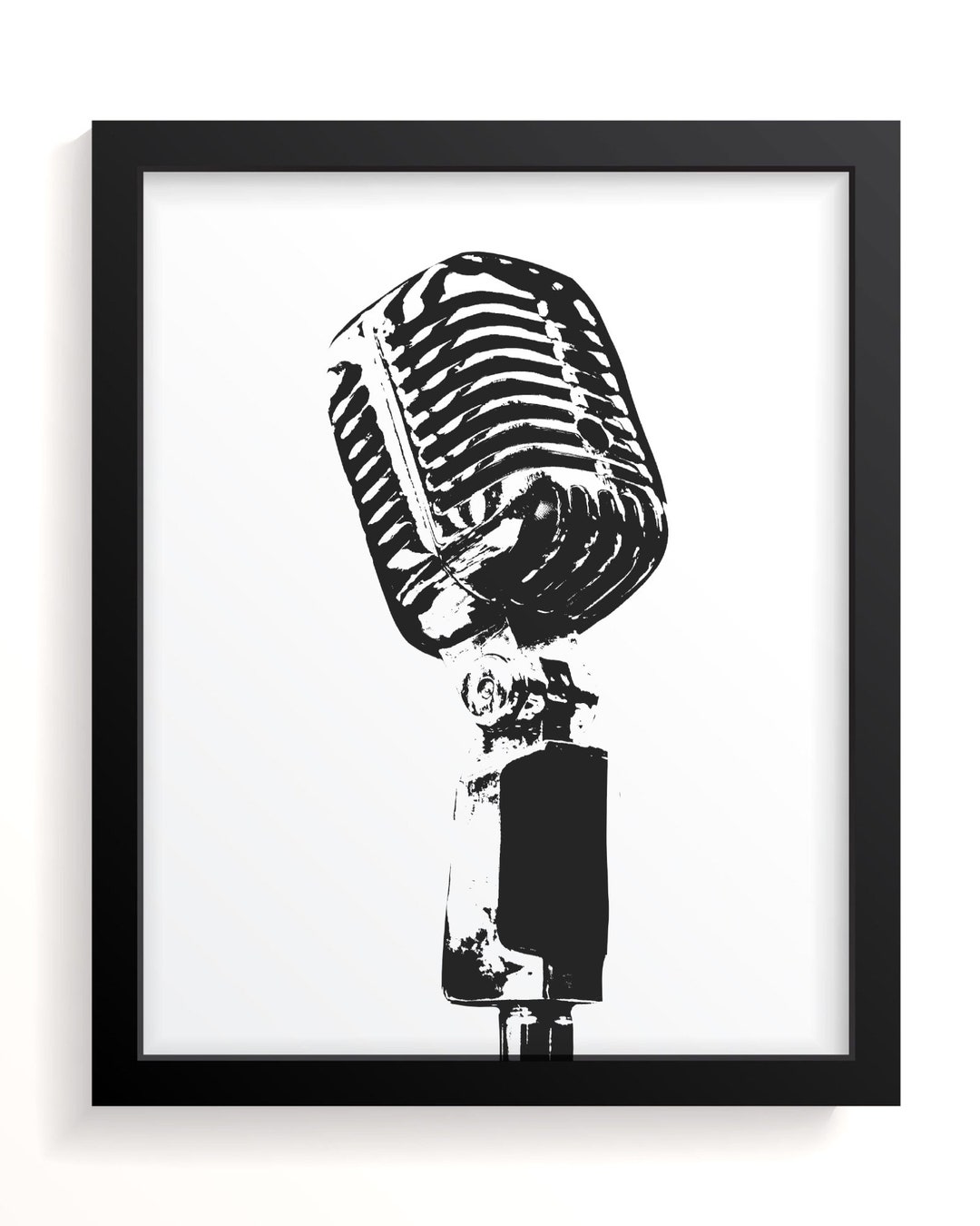 Microphone - Fine Art Print, Silhouette Poster for Music Lover or ...