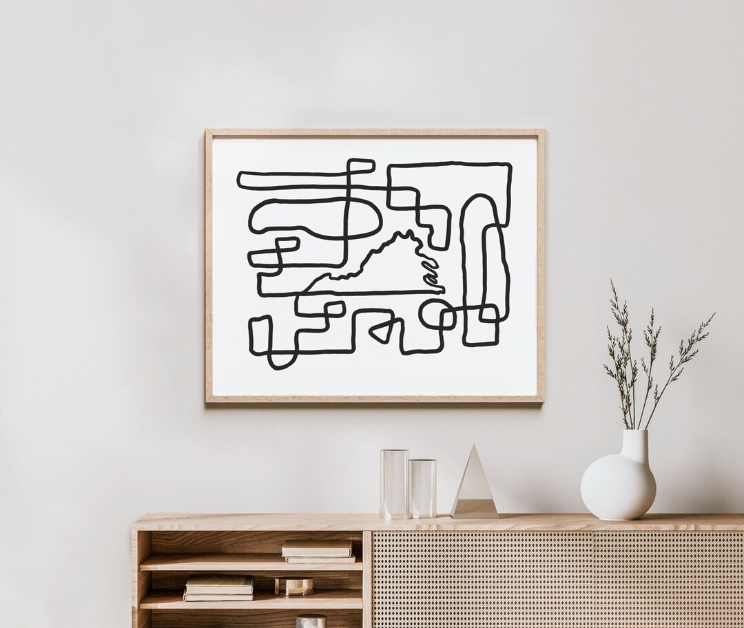 Virginia Line Art Print - One Line Drawing, Virginia Abstract Line ...