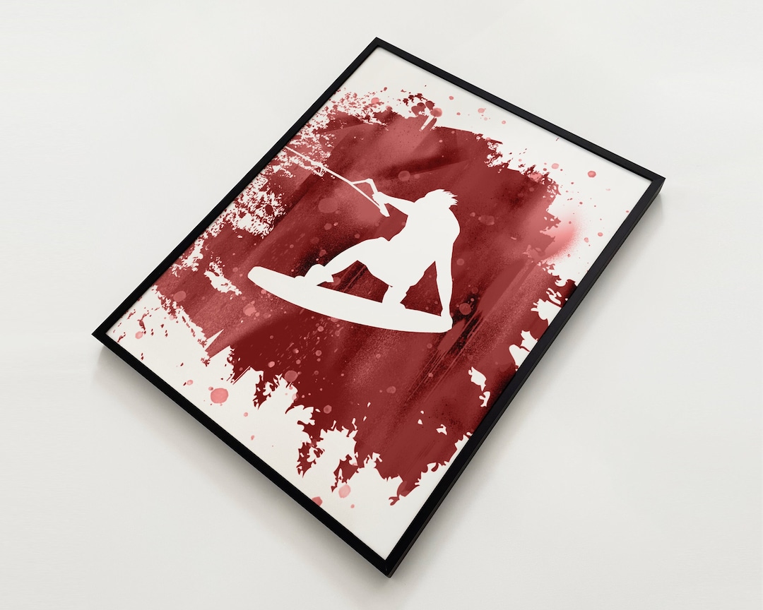 Wake Boarding Print - Boys Wake Boarding Poster, Wakeboarder Decor ...
