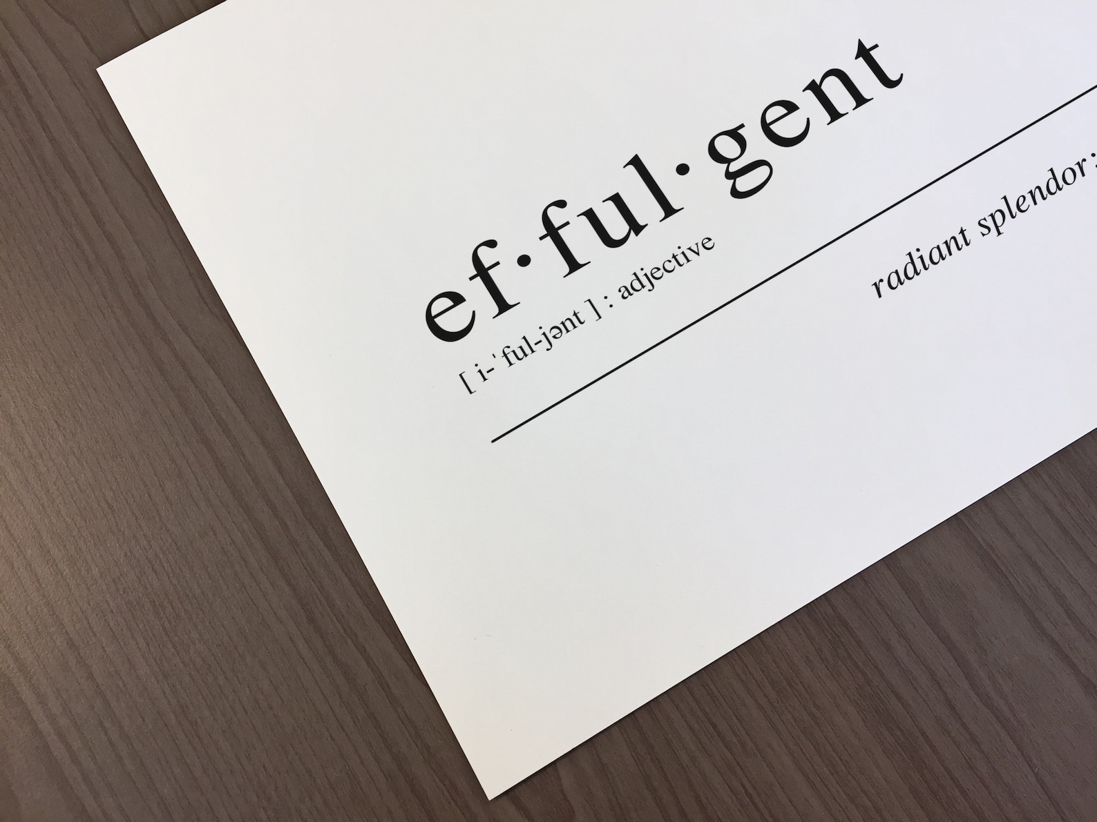 Effulgent Definition Dictionary Wall Art Typography Design | Etsy