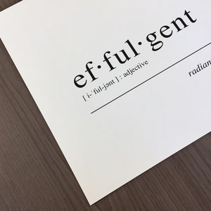 Effulgent Definition - Dictionary Wall Art, Typography Design - Radiant ...