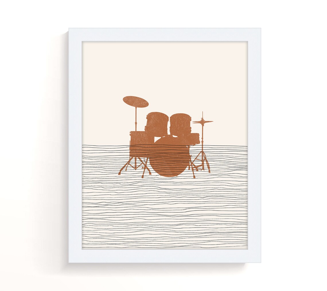 Boho Drum Set Print - Drum Set Wall Art / Decor, Minimalist Poster ...