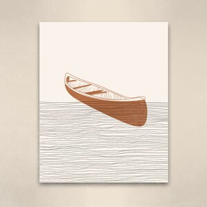 Boho Canoe Art - Canoe Wall Art / Decor, Minimalist Canoeing Poster ...