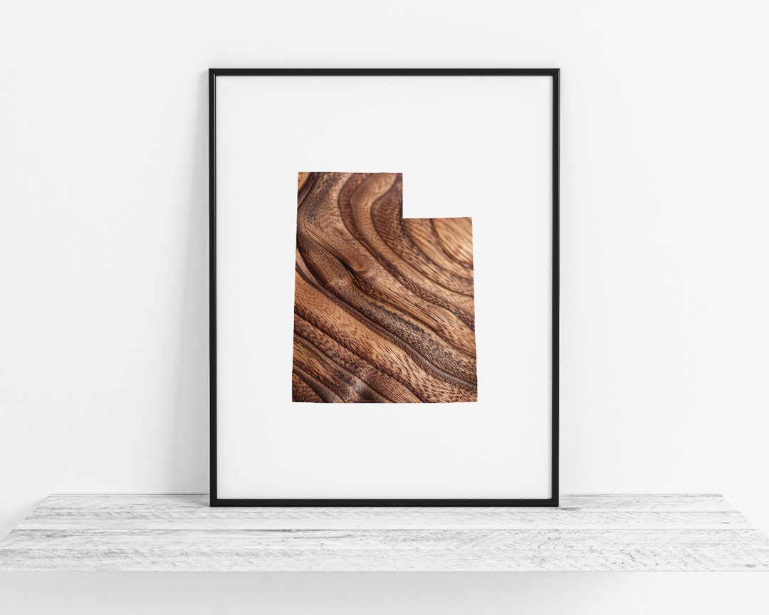 Map of Utah W/ Wood Grain Overlay - Utah Art Print, Utah Map - Utah ...
