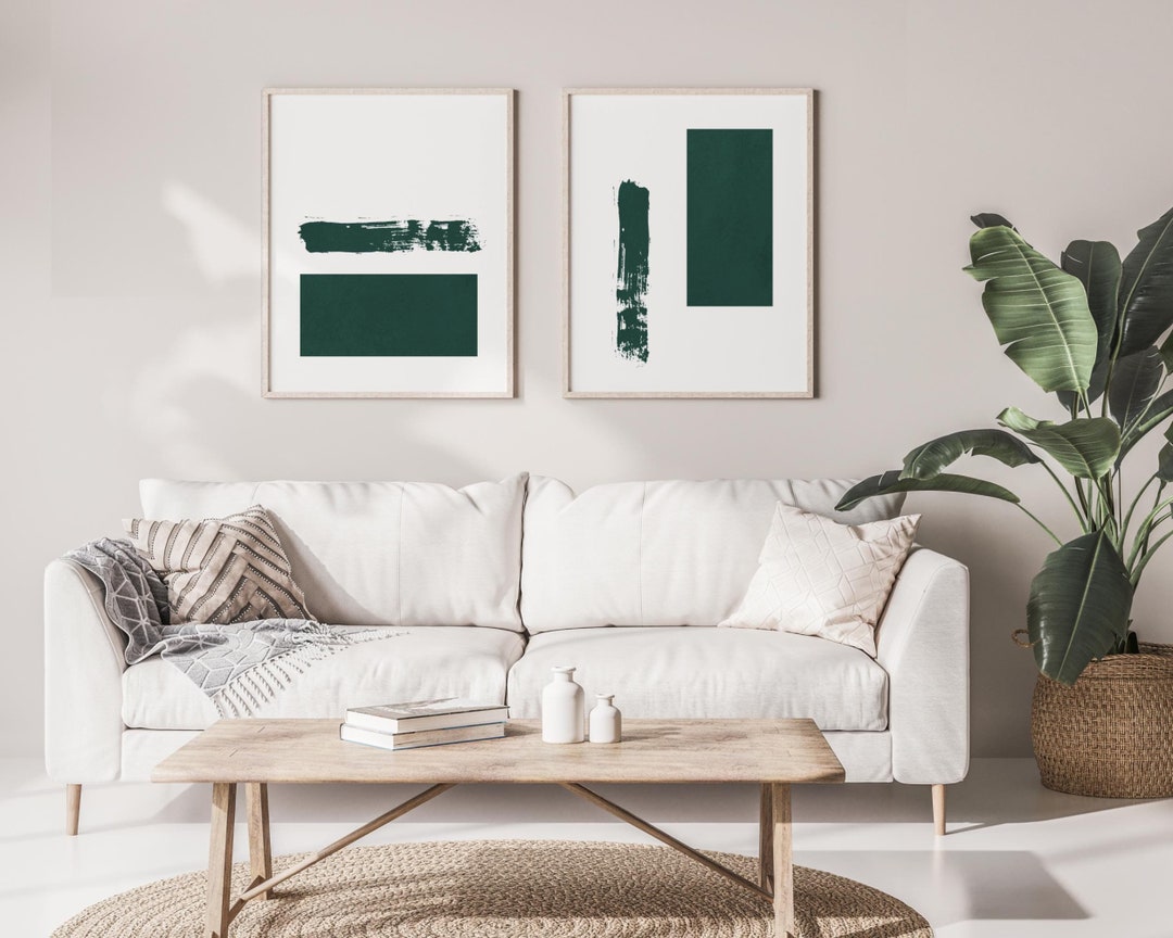 Abstract Forest Green Wall Art - Minimalist Japandi Wall Art, Forest ...
