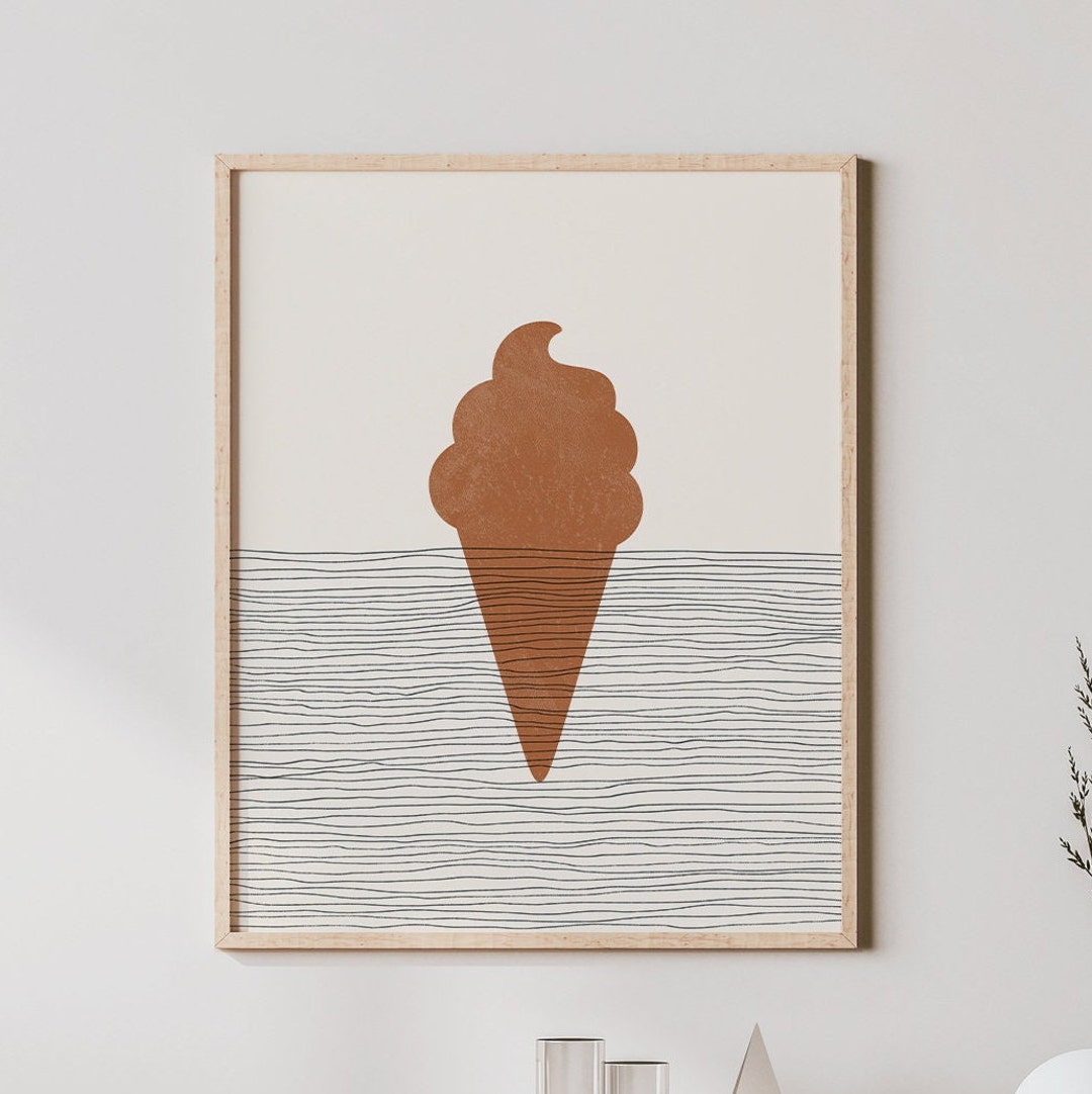 Boho Ice Cream Print - Ice Cream Cone Wall Art / Decor, Minimalist ...