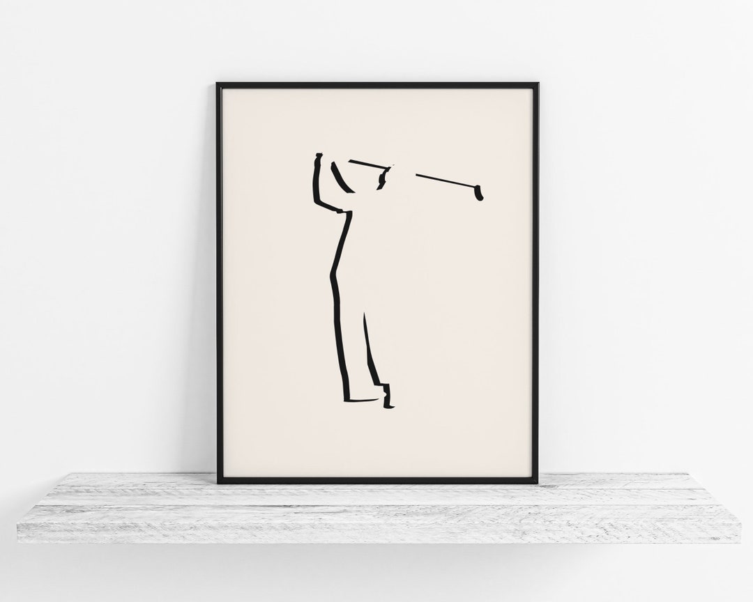 Minimalist Golf Art - Modern Golf Poster, Boy Golfer Gift - Abstract ...