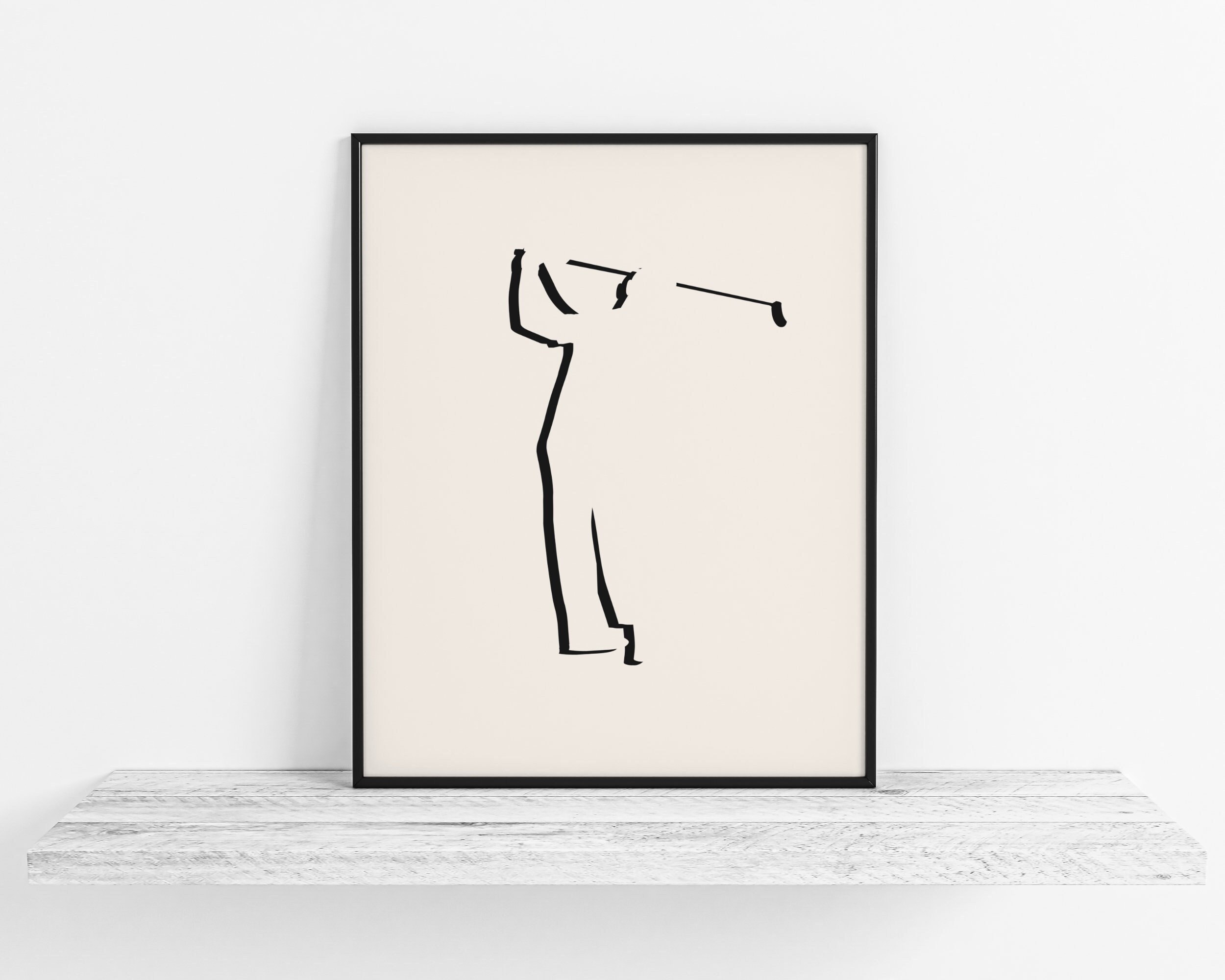 Minimalist Golf Art - Modern Golf Poster, Boy Golfer Gift - Abstract ...