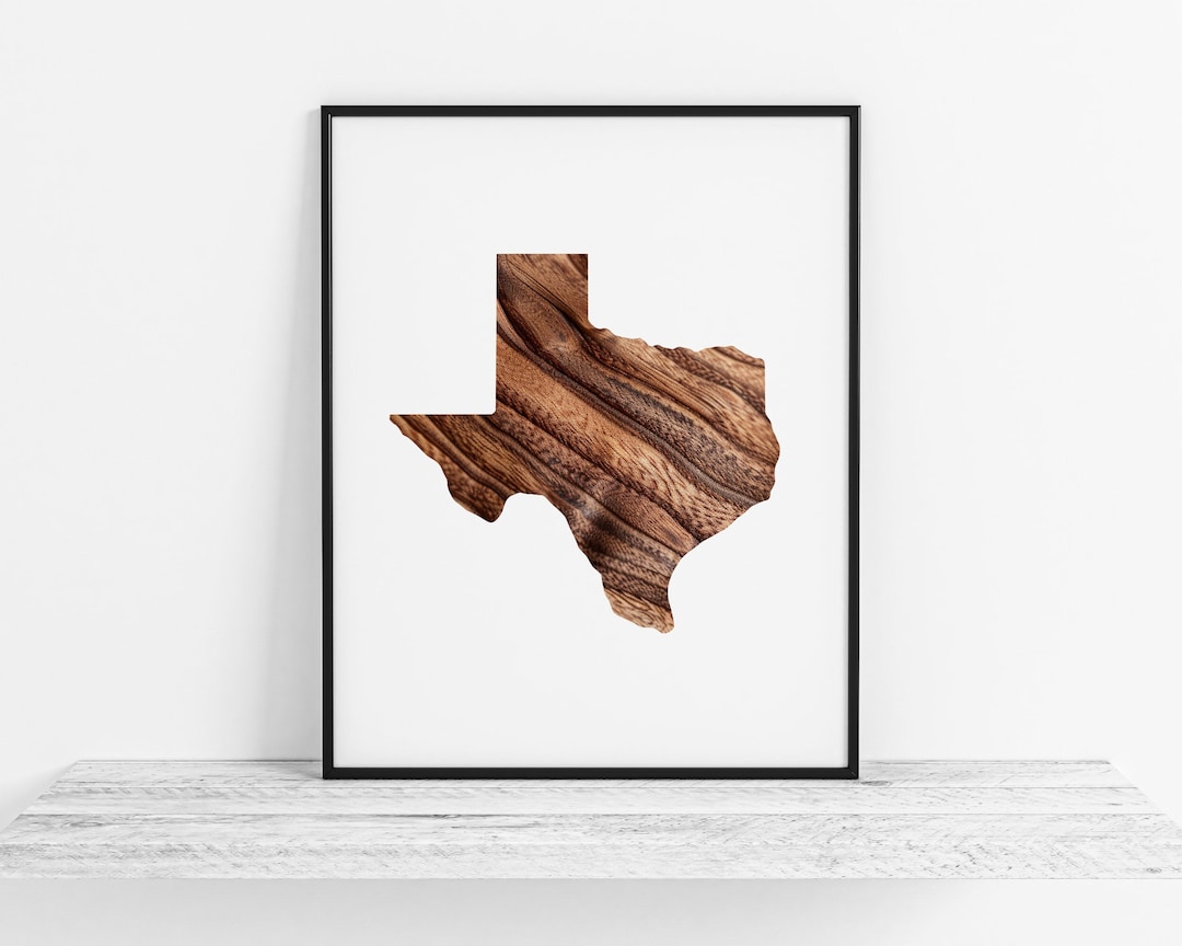 Map of Texas W/ Wood Grain Overlay - Texas Art Print, Texas Map - Texas ...