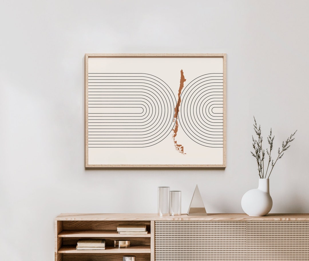 Chile Wall Art - Mid Century Chile Map, Retro Chile Wall Decor / Poster ...