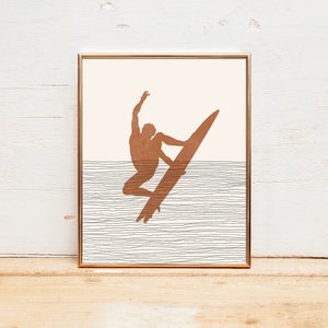 Boho Surfer Print - Surfer Wall Art / Decor, Minimalist Poster, Surfing ...