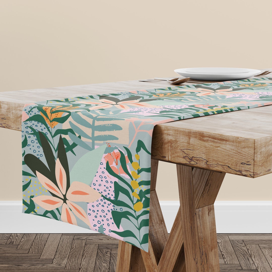 Spring Table Runner, Tropical Table Runner, Tropical Leaves Table ...