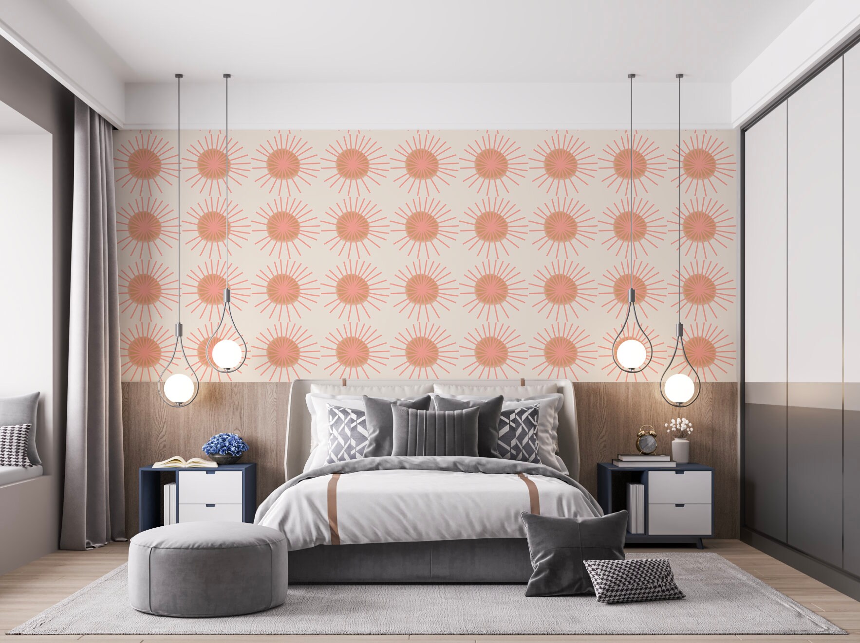 Mid Century Wallpaper Trendy Wallpaper Scandinavian - Etsy