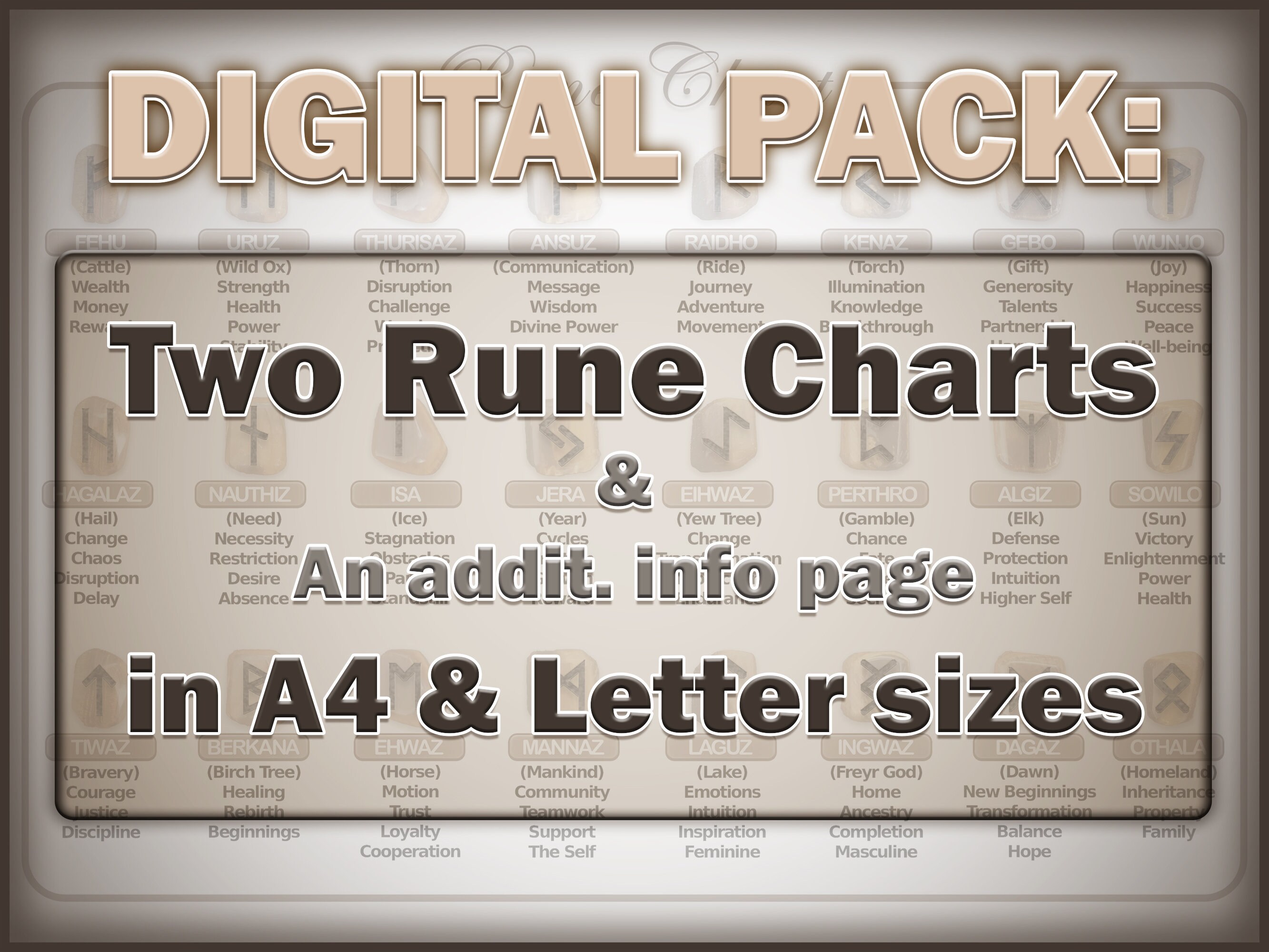 Rune Charts. Elder Futhark A4 and 11 X 8.5 Inch Digital Download PDF ...