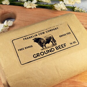 Ground Beef Labels - Vintage Custom Personalized Farm Sticker for Cow ...