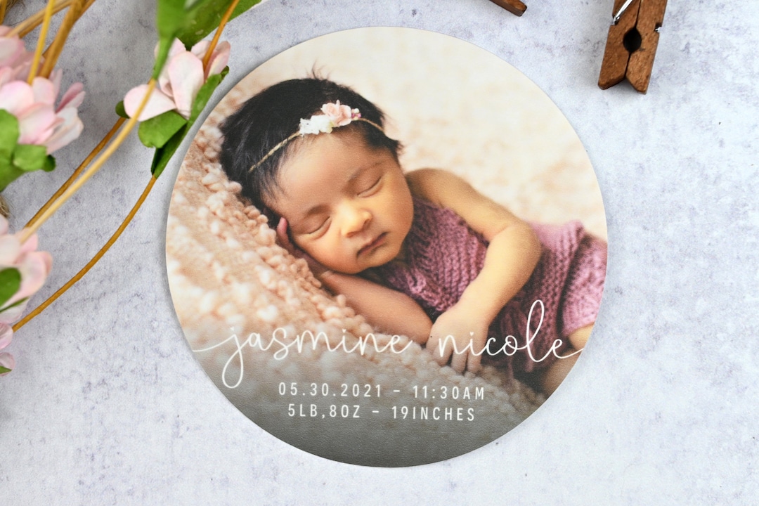 Birth Announcement Photo Stickers, Baby Born Picture Labels, Newborn ...