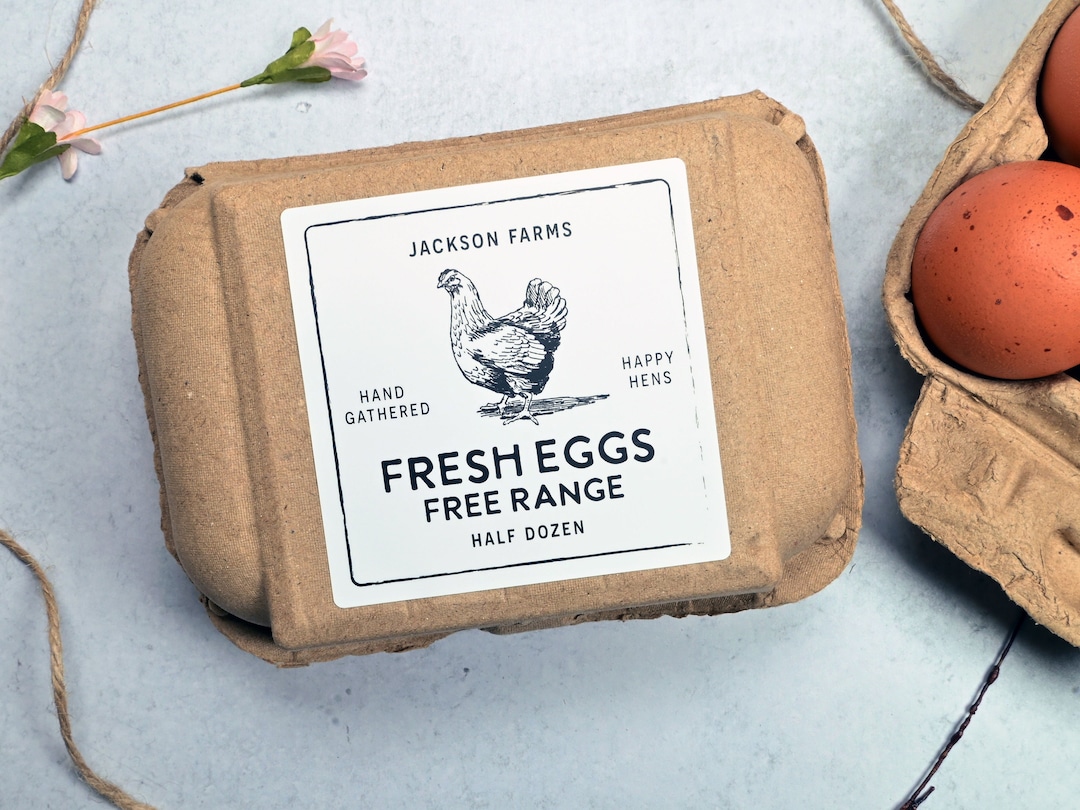 Custom Egg Carton Labels: Vintage Farm Fresh Egg Stickers - Etsy