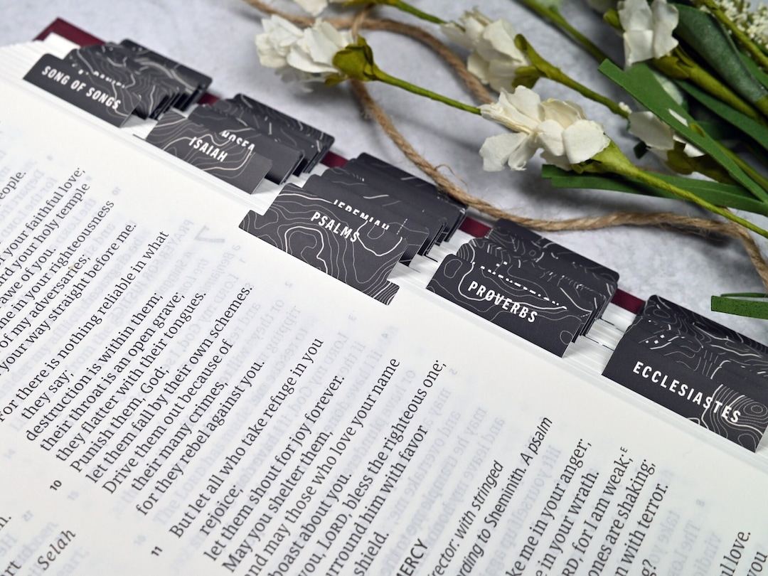 Dark Topographic Bible Tabs: Laminated, Self Adhesive, Standard ...