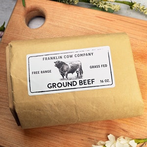 Ground Beef Labels - Vintage Custom Personalized Farm Sticker for Cow ...