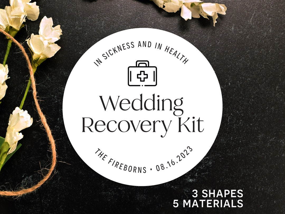 Personalized Wedding Recovery Kit Stickers: Hangover First Aid Labels ...