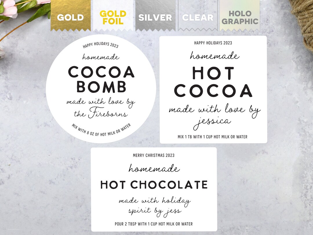 Personalized Hot Cocoa Sticker Labels, Custom Chocolate Bomb Mix ...