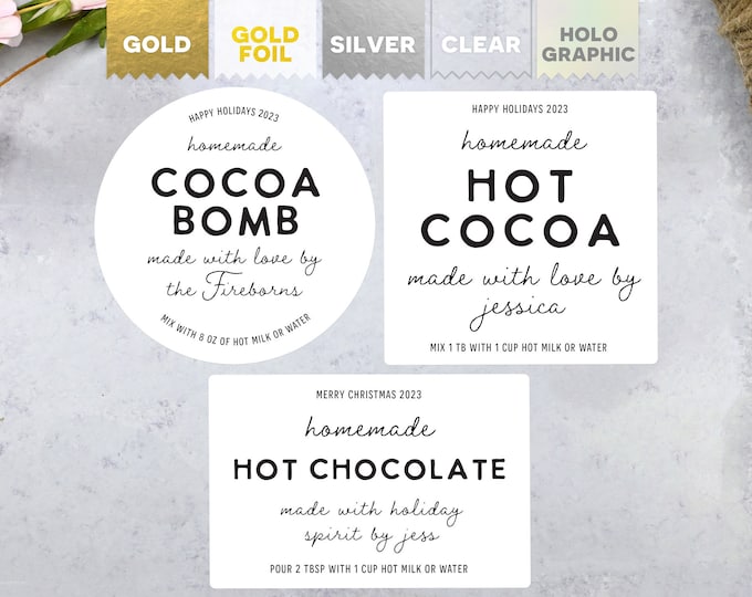 Hot Cocoa Mix Christmas Labels for Your Homemade Christmas Gifts - Etsy