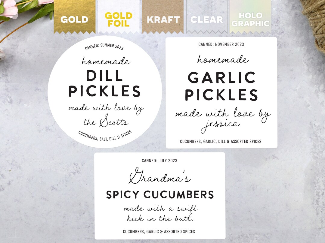 Pickle Labels : Personalized Stickers for Homemade Canning Mason Jars ...