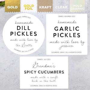 Pickle Labels : Personalized Stickers for Homemade Canning Mason Jars ...
