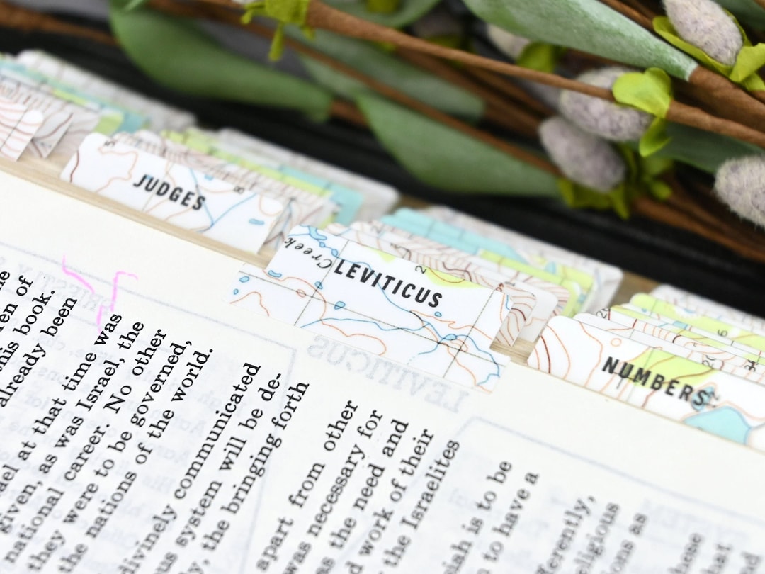 Topographic Map Bible Tabs - Standard & Catholic | Matte Laminated ...