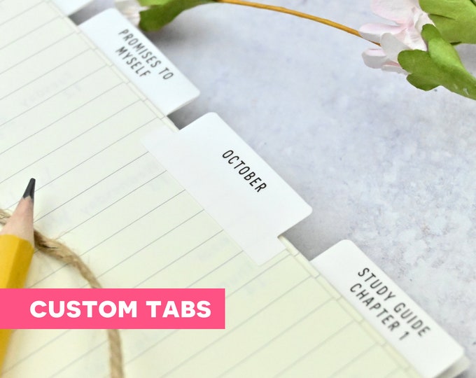 Custom Binder Dividers, Printed Index Tabs Personalized With Your Text ...