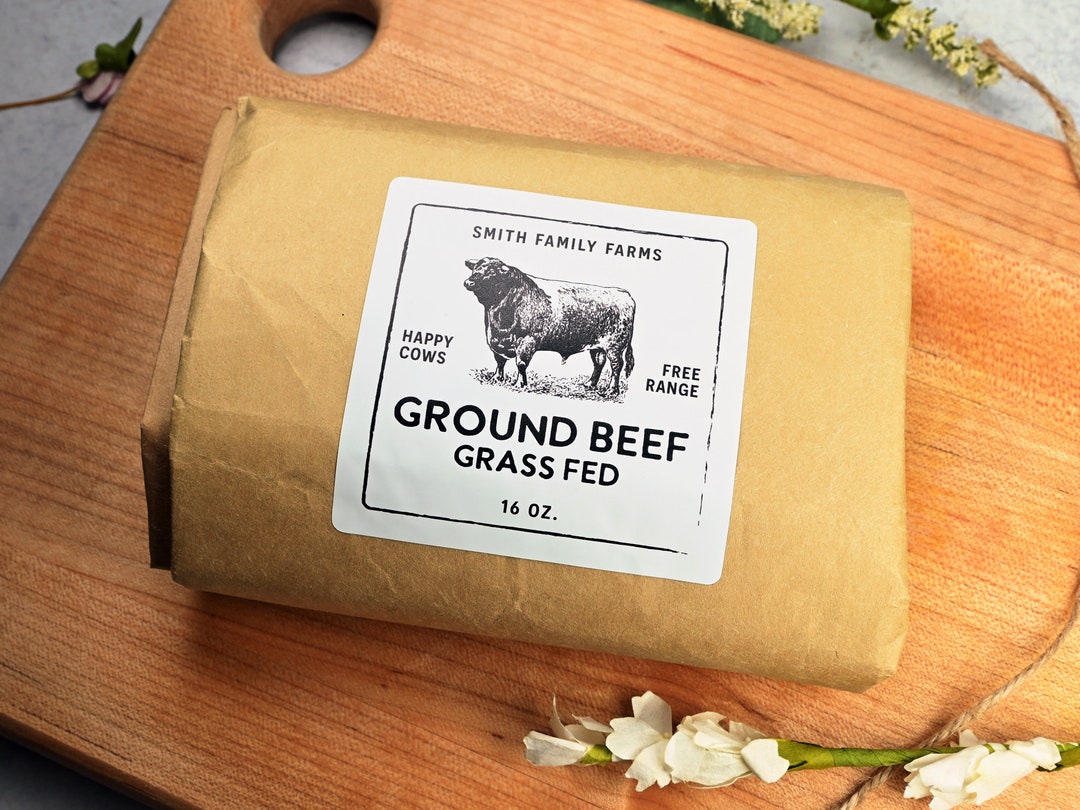 Ground Beef Labels - Vintage Custom Personalized Farm Sticker for Cow ...